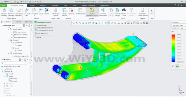 Topology Optimization - Generative Design in PTC Creo - WiYa3D.com